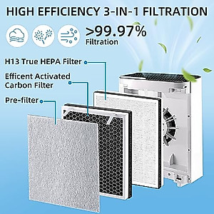 2 Pack Vital 100 Replacement Filter Compatible with LEV.OIT Vital 100, H13 True HEPA High-Efficiency Activated Carbon Vital 100 Filter,Part # Vital 100-RF