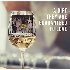Personalized 16oz Photo Picture Print Stemmed Wine Glass - Wedding Gifts Anniversary for Couple, Parents Husband Wife, Mother's Day Gift 20th 25th 30th 40th 45th 50th 60th, Year Anniversary