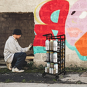 yeshine 32 Can Spray Paint Cart Spray Paint Storage Rack Metal Spray Can Holders Heavy Duty Spray Paint or Lube Can Aerosol Can Holder Spray Paint Can Rack Organizer for Garage and Craft Workroom