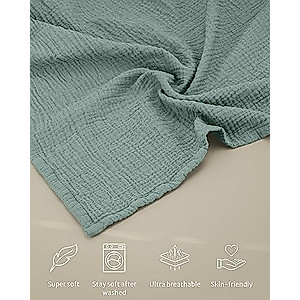 Muslin Nursing Cover for Breastfeeding, Breathable Privacy Nursing Covers with Arch Neckline for Mom, Soft Cotton Multi-use Nursing Apron (Roman Green)