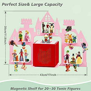 Demao for Toniebox Shelf Magnetic, Floating Shelf for Tonies Figures 20-30pcs, Display Shelf for Toniebox in Children's Room Decoration, Wall Mounted Shelf for Tonies Figures Storage-Pink Castle