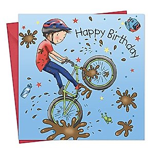 Twizler Childrens Birthday Card Boys Bike – Childrens Happy Birthday Card Boy – Boys Birthday Card Childrens – Birthday Card Boy – Bicycle Birthday Card – Kids Birthday Card – Son – Grandson – Brother