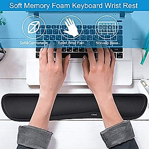 URMI Keyboard Wrist Rest Pad Upgraded Superfine Fiber Mouse Wrist Rest Support Pad Set Ergonomic Gel Memory Foam for Mac Computer Laptop Working Gaming Office, Easy Typing, Wrist Pain Relief