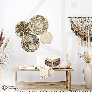 Woven Wall Basket Decor - Set of 9 Handcrafted, Decorative Hanging Wall Baskets - Craft Therapy Rattan and Seagrass Wall Basket Decor set - Ideal for your Cozy home Wall, Farmhouse, Kitchen & More