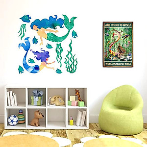 And I Think To Myself Sign - Positive Motivational Encouragement Gifts for Women Teens - Inspirational Quote Wall Art - Mermaid Wall Decor (100)