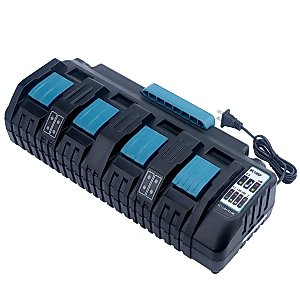 Biswaye 4-Port 18V Rapid Charger DC18SF Compatible with Makita 14.4V-18V Lithium Battery BL1830 BL1840 BL1850 BL1860 BL1820B BL1815 BL1430 BL1415 Charger DC18RC DC18RA DC18RD