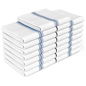 Zeppoli Classic Kitchen Towels - 15 Pack - 14" x 25" - 100% Natural Cotton Kitchen Dish Towels - Reusable Cleaning Cloths - Blue Tea Towels - Super Absorbent - Machine Washable Hand Towels