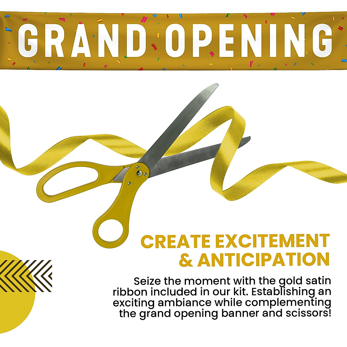 Nashira Ribbon Cutting Ceremony Kit, 25" Giant Scissors with Red Satin Ribbon, Grand Opening Banner & Balloons - Heavy Duty Metal Scissors for Special Events, Inaugurations & Ceremonies