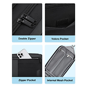 BAGSMART Travel Toiletry Bag, Toiletry Bag for Women and Men with Hanging Hook, Water-resistan Dopp Kit Door Room Essentials Makeup Cosmetic Bag, Shaving Bag Organizer for Traveling, Camping Black