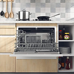 PETSITE Countertop Dishwasher, Portable Dishwasher w/ 5 Washing Programs, 6 Place Settings, 360° Dual Spray, High-Temperature Drying, Compact Kitchen Dishwasher for Dorm, RV, Small Apartment