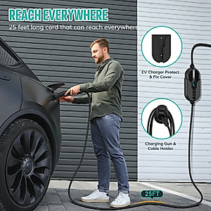 AIMILER Level 2 Tesla Charger(Wireless WiFi APP), 240V, 32 Amp, NEMA 14-50 Plug, 25ft Cord - Portable/Home NACS Connector Electric Car(EV) Charger for Tesla - Compatible with Tesla Model X/Y/3/S