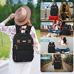 SINVICKO 15.6 Inch Laptop Backpack for Women Men Work Laptop Bag Large Capacity with USB Port,Waterproof Purse Backpacks Teacher Nurse TSA Travel Bags Casual Daypacks for School,College,Business,Black