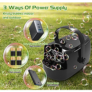 Bubble Machine Durable Automatic Bubble Blower, 18000+ Big Bubbles Per Minute Bubbles for Kids Toddlers Bubble Maker Operated by Plugin or Batteries Bubble Toys for Indoor Outdoor Birthday Party