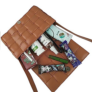 Women Woven Padded Cassette Crossbody Bags Purse Shoulder Handbags Small Square Bag Designer Handbag Clutch Brown