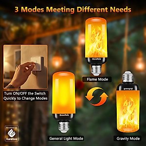 2024 Newest Gen2 Flame Light Bulbs, Most Realistic Flickering Light bulbs, E26 Halloween Light Bulbs, Halloween Lights Outdoor & Indoor, LED Outdoor Light Bulbs for Halloween Decorations, Home Decor