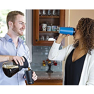 MIRA 2 Pack of 12 oz Stainless Steel Insulated Coffee Travel Mug for Coffee, Tea - Press Lid Tumbler - Vacuum Insulated Coffee Thermos Cup Keeps Hot or Cold - Black