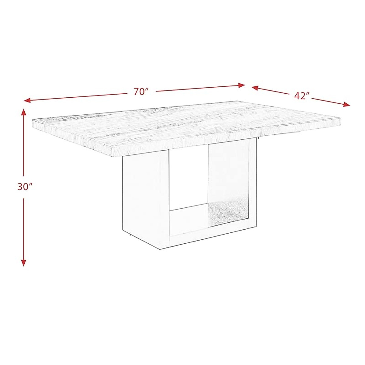 Picket House Furnishings Willow White Marble Standard Height Dining Table