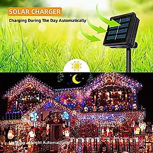Solar Christmas Lights Outdoor ,2 Pack 72ft 200LED Solar String Lights Outdoor Waterproof , 8 Lighting Mode Solar Fairy Lights for Halloween,Garden,Party,Christmas Tree,Camp.( Multi-Color)