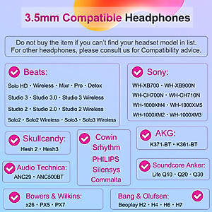 3.5mm Replacement Audio Cable for Beats Headphones Cord Wire Aux Cable Compatible with Beats Solo2 Solo3 Studio3 Wireless HD Pro by Dr. Dre Sony WH-1000XM4 WH-1000XM5 with In-line Mic & Volume Control