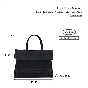 KWANI Black Studs Ladies Women's Tote Bag Shoulder Bag for Travel Daily Bags (Medium)