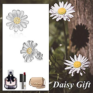 Sterling Silver Daisy Flower Stud Earrings Gifts for Women Girls