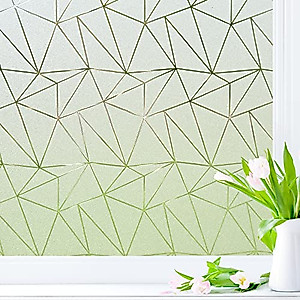Beautysaid Window Privacy Film Frosted Glass Window Stickers: Bathroom Frosting Sun Blocking Static Cling Non-Adhesive Vinyl Removable Decorations Covers for Home Office 17.5x78.7inch