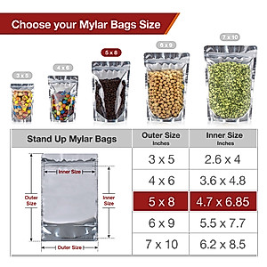 Belle KR - Pack of 300-100 Each of Small, Medium and Large Mylar Bags - Stand Up Clear Front Pouches