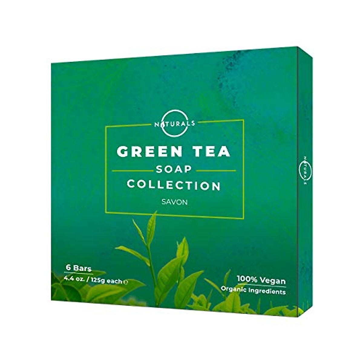 O Naturals 6-Piece Green Tea Herbal Essential Oils Natural Bar Soap Collection Moisturizing Face & Body Cleanser Gift Set Vegan Ingredients Shea Butter Enriched. Men & Women 4oz