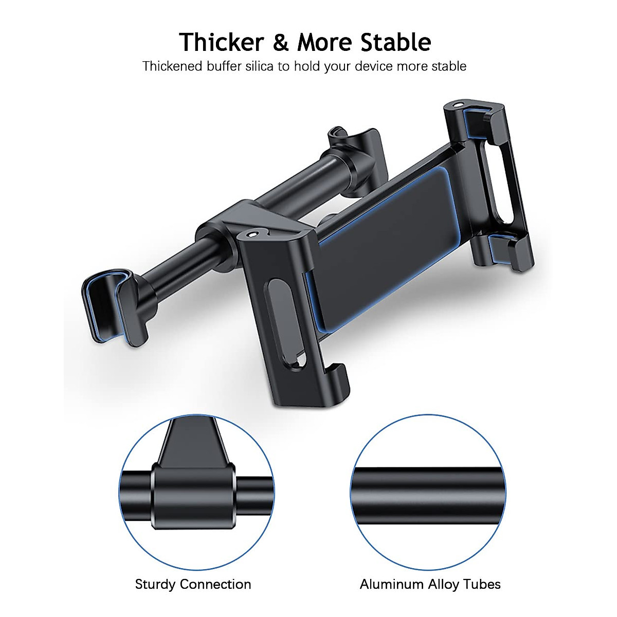 simr Car Headrest Tablet Mount Holder Car Back Seat Tablet Stand for Kids, Compatible with iPhone 14 13 12 Pro iPad Air Pro Mini Galaxy Tab Kindle Fire HD, 4.7-12.9 inch Devices (Black)