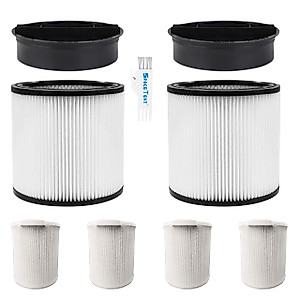 2 pack 08-2566B Cartridge Filters for Most 5-18 Gallon Stanley Wet/Dry Vacuum Cleaners and 4 pack Reusable Filter Covers to Keep Filters Performing.