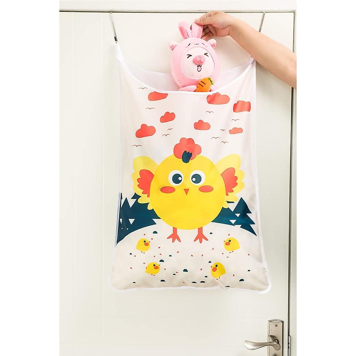 2 Pack Hanging Laundry Hamper - Durable Space Saving Kids Travel Laundry Bag with 2 Hook Types with Zipper and Wide Open Top Machine Washable