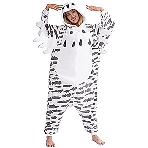 LZBXBXDA Unisex Adult Snowy owl Onesie One Piece Pajamas Animal Christmas Costume Homewear Sleepwear for Women men