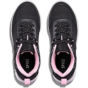 SPIEZ Lightweight Composite Toe Safety Shoes for Women, Non-Slip Puncture Proof Work Shoes for Ladies, Breathable Safety Toe Sneakers for Work and Daily Wear (Women Size 7) Black-Pink