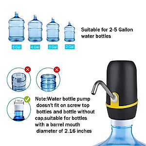 5 Gallon Water Dispenser,2020 Upgrade Electric Water Pump,USB Charging Automatic Drinking Water Pump Dispenser for Universal 2-5 Gallon,Portable Water Bottle Pump for Home,Office,Outdoor Activities