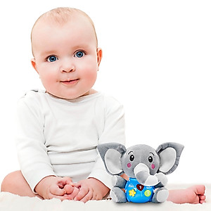 LITTLESMET Baby Musical Elephant Toys 0-6 Months, Newborn Girls Soft Plush Stuffed Animals Infant Toys for 0 1 3 6 9 12 18 Months 1 Year Old Toddlers Boy,Baby Light Up Toy Birthday Shower Gift