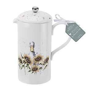 Royal Worcester Wrendale Designs French Press | 1.5 Pint Coffee Maker with Duck Motif | Made from Porcelain | Stainless Steel Plunger | Dishwasher Safe (ceramic only)