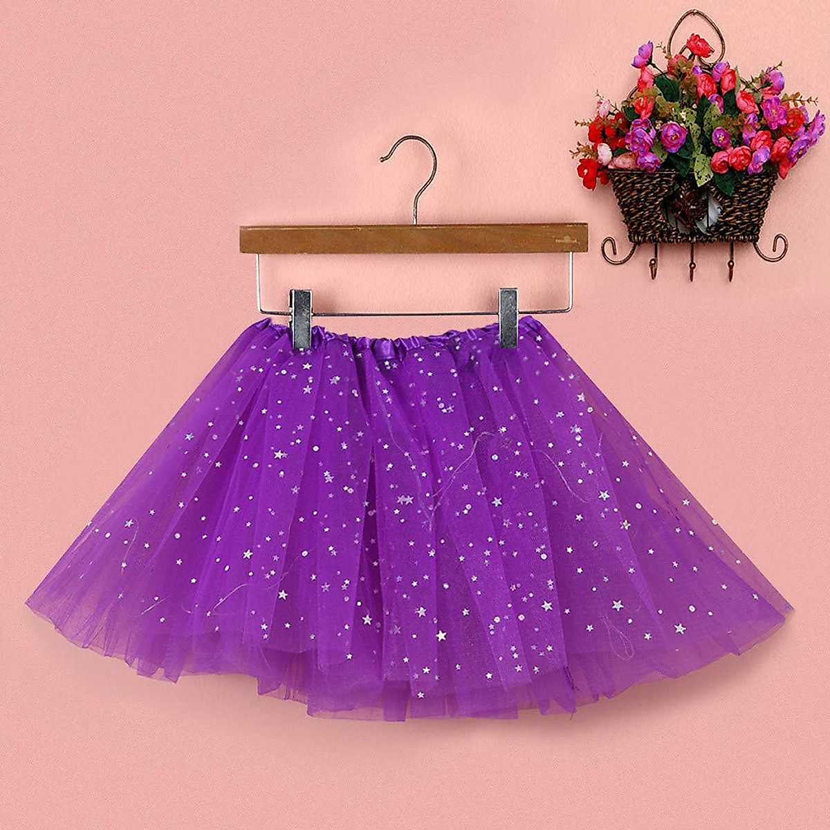 Birthday Tutu for Women Plus Size Skirt Princess Bulb Pleated Star Women Sequins with LED Tulle Skirt Small Mesh Skirt Purple
