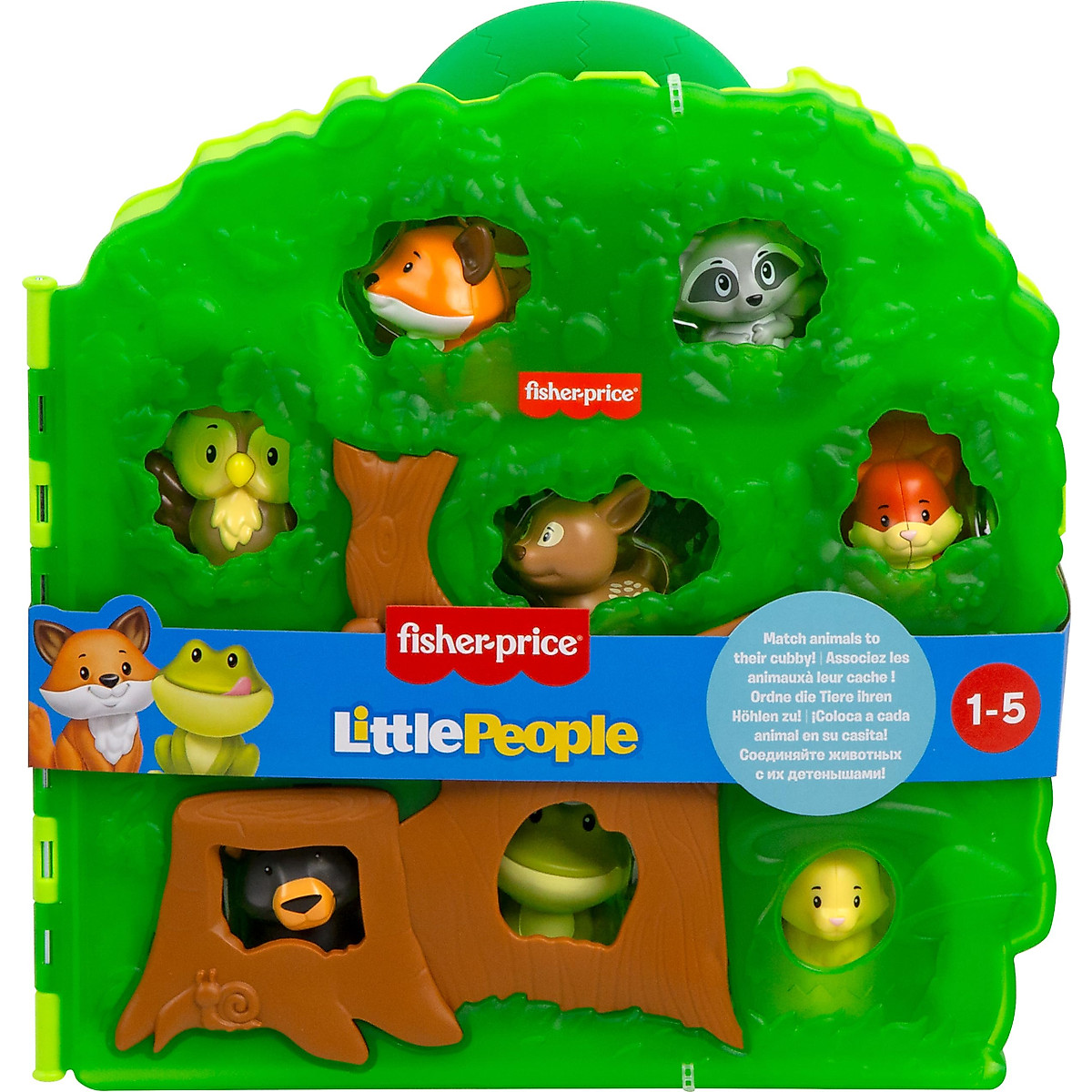 Fisher-Price Little People Toddler Toy Forest Friends Carry Case Playset with Animal Figures for Pretend Play Kids Ages 1+ Years