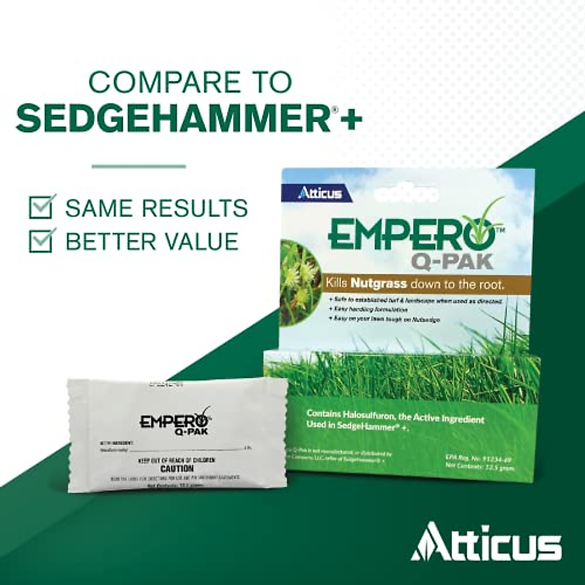 Empero Q-Pak Nutsedge Killer (Compare to SedgeHammer Plus) - 13.5 Grams Turf Herbicide - Kills Nut Grass in Established Lawns, Ornamental Turfgrass, & Landscape Areas