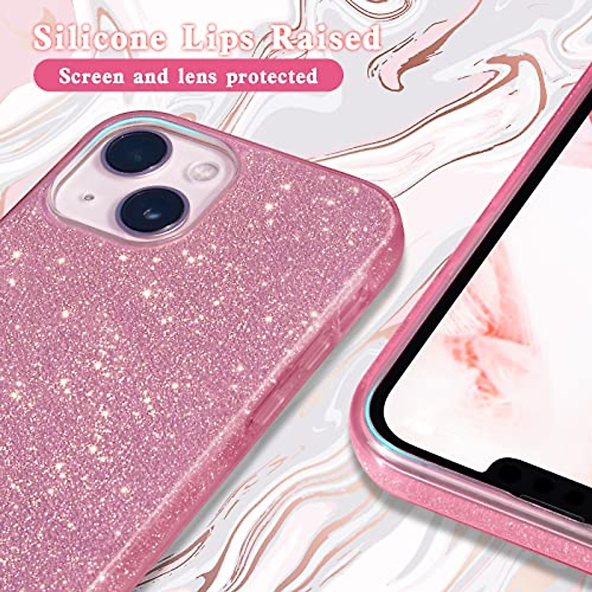 MATEPROX iPhone 13 Mini case,iPhone 12 Mini Cases Bling Sparkle Cute Girls Women Protective Cases for iPhone 13 Mini/iPhone 12 Mini (Pink)
