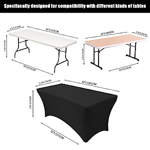 SUNTQ Fitted Table Covers-2 Pack 6ft Black ,for Table Universal Fitted Stretch Tablecloth for Party, Banquet, Wedding and Events