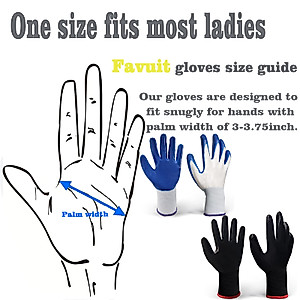 Favuit 3 Pairs Gardening Gloves Breathable Nitrile Coated Garden Working Gloves suit for women youth man Weeding Digging Raking Pruning Restoration Work (M) (Blue)