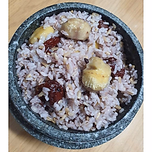 Jangsoo Gopdol Natural Giblet Pot Dolsot Pot with Stone Lid for Nutrition Rice Steamer (Large 7 X 3.5 inch)