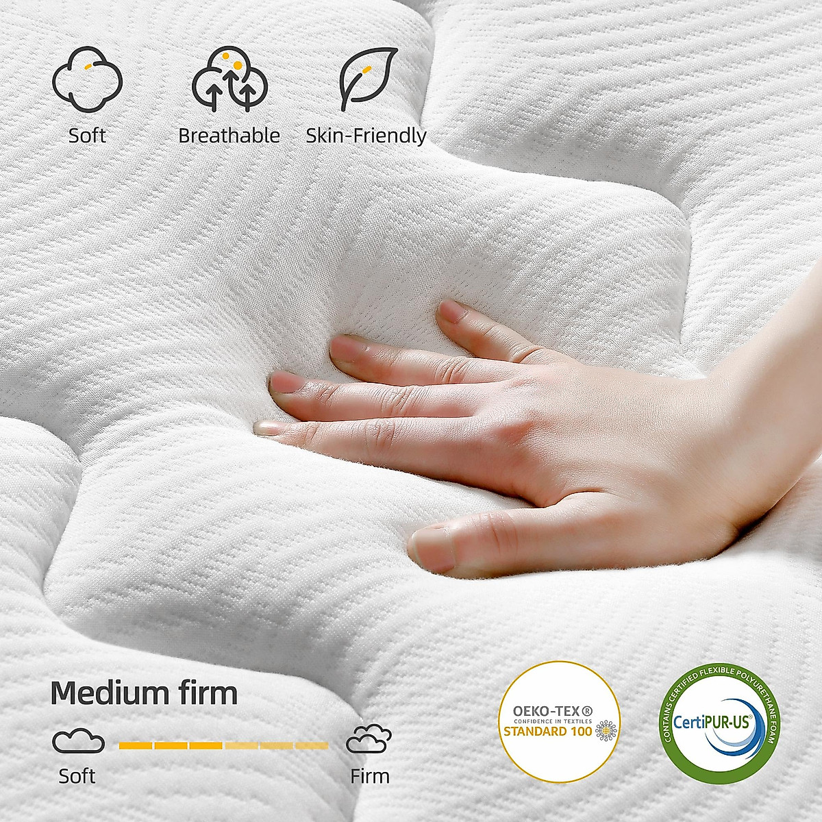 DWVO Queen Size Mattress - 12 Inch Memory Foam Mattress Twin - Hybrid Mattress in a Box with Pocket Spring Coils for Motion Isolation/Edge Support/Quiet Sleep/CertiPUR-US