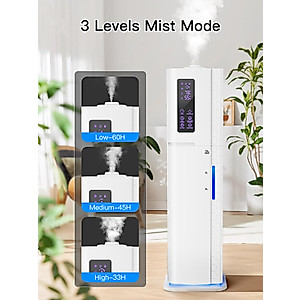 Petsaint Humidifiers for Bedroom, 2.64Gal/10L Ultrasonic Cool Mist Humidifier Large Room, Covers 550ft², Top Fill, 24H Timer, 60H Runtime, 3 Mist Mode Quiet Humidifiers for Home, Office, Plant, White