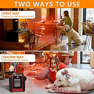 Xmasneed Wood Stove Fan for Buddy Heater, Heat Powered Fireplace Fan with Magnetic Thermometer on Propane Space Heater/Mr. heater, Camping Outdoor Indoor Use，6 Blades Buddy Heater Fans