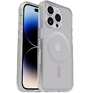 OtterBox iPhone 14 Pro (ONLY) Symmetry Series+ Case - CLEAR , ultra-sleek, snaps to MagSafe, raised edges protect camera & screen