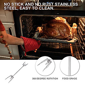 DOITOOL Stainless Steel Rotisserie Forks Air Fryer Accessories Rotating Baking Roast Chicken Fork for Kitchen