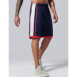 Pack of 5 Men's Athletic Basketball Shorts Mesh Quick Dry Activewear with Pockets (Set 3, Small)