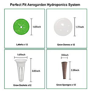 Seed Pods Kit for Aerogarden Pods,Hydroponic Accessories for Aerogarden Seed Pods,Grow Anything Kit with 12pcs Grow Sponges,Grow Baskets,Labels,Grow Domes, 1 Tweezers and 1 Set of A&B Solid nutrients.